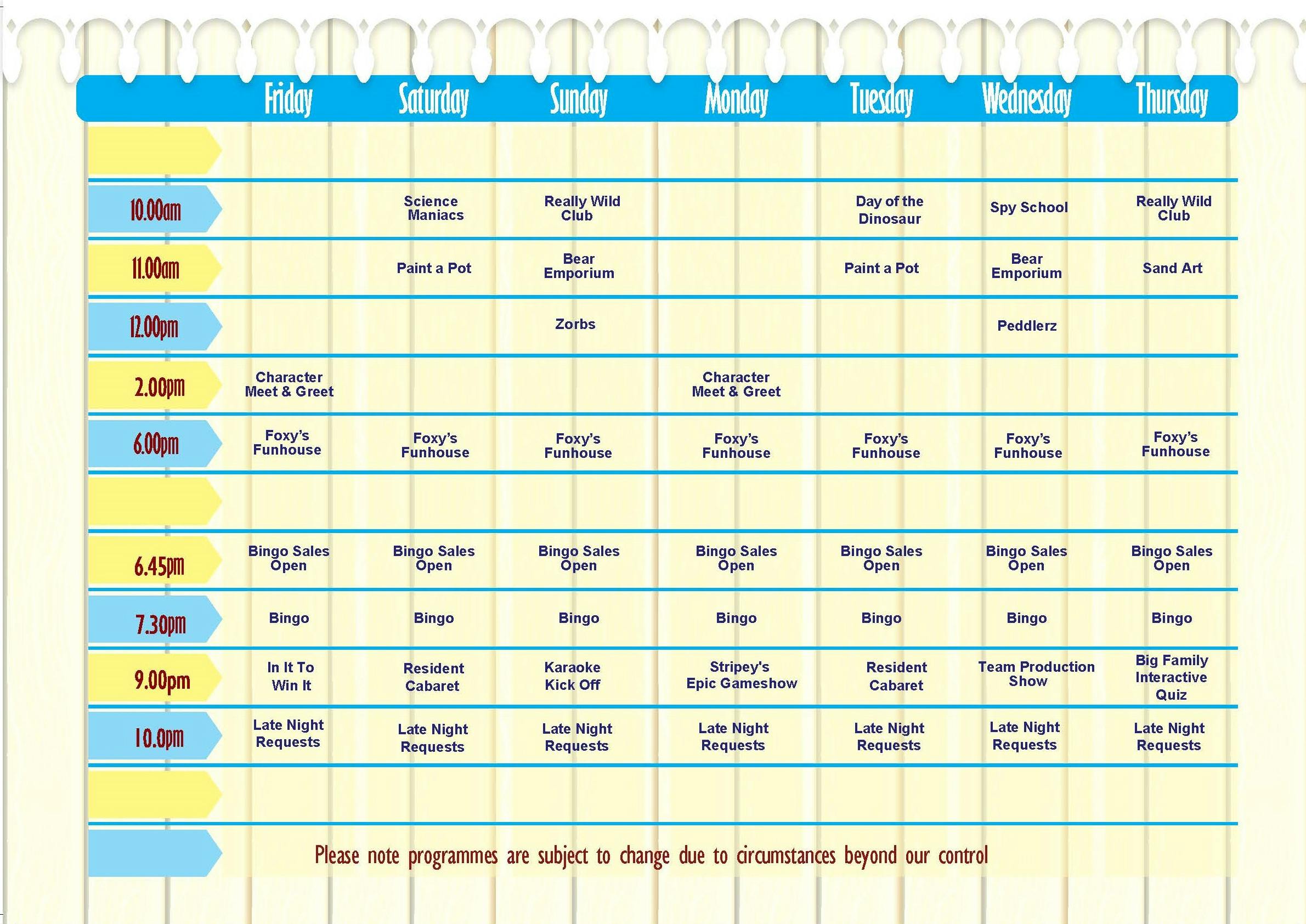 South Bay Off Peak Entertainment Programme