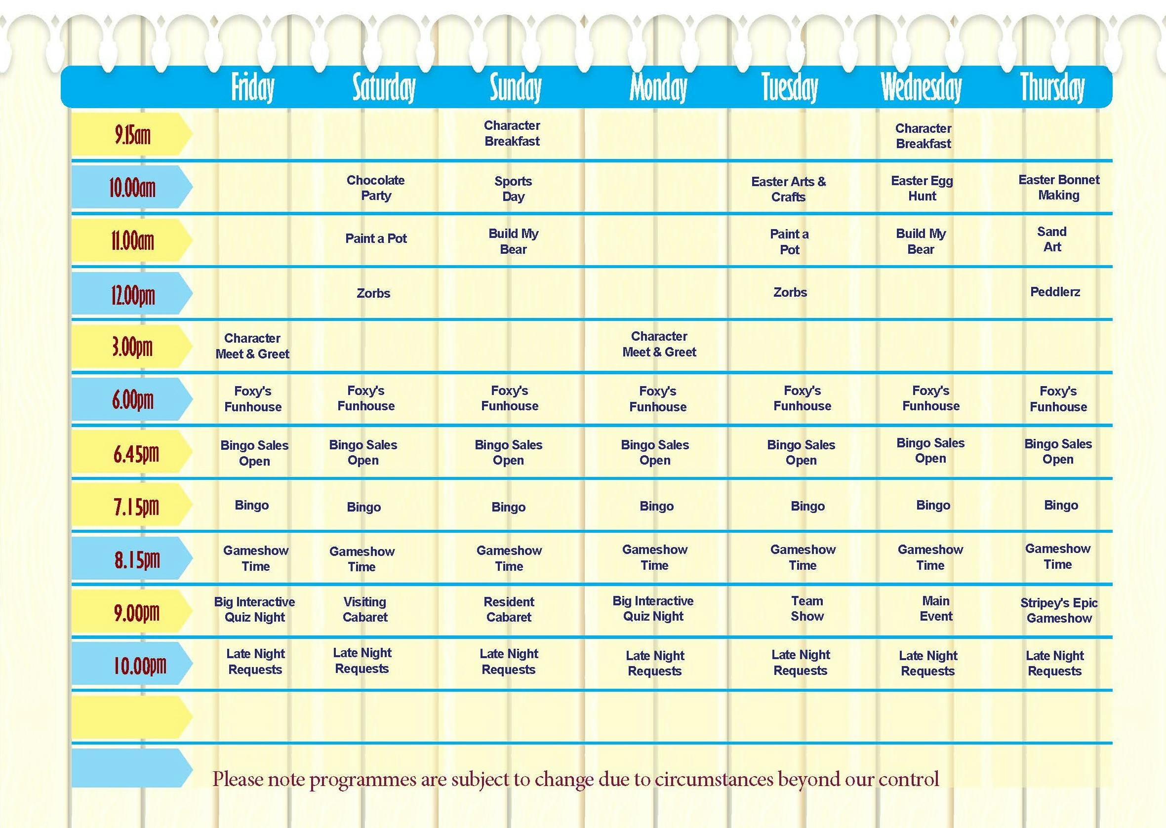 Sandaway Beach Easter Entertainment Programme